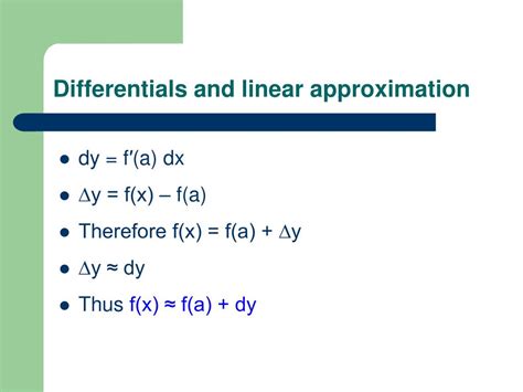 ppt linear approximation and differentials section 3 9 powerpoint presentation id 5569831