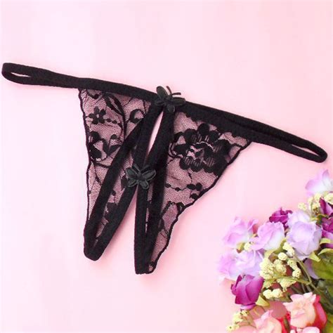 Sexy Black Crotchless Butterfly Lace Panty Pt17407