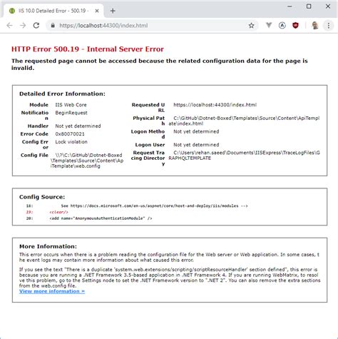 removing iis modules results in 500 19 internal server error · issue 6198 · dotnet aspnetcore