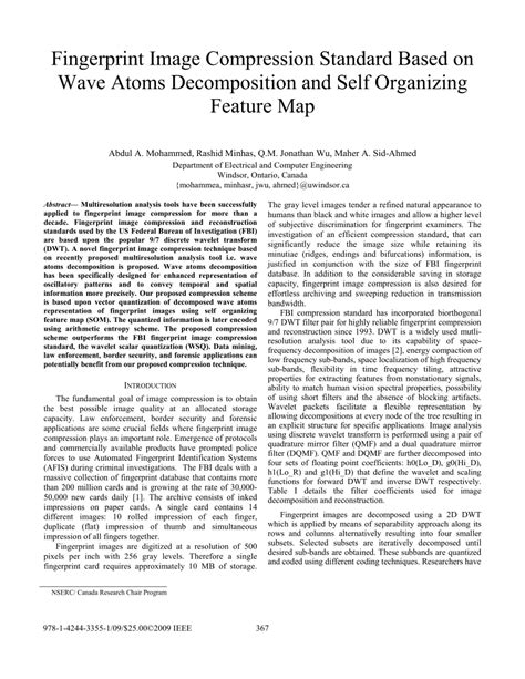 pdf fingerprint image compression standard based on wave atoms decomposition and self