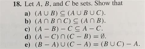 solved let a b and c be sets show that aub a u b u