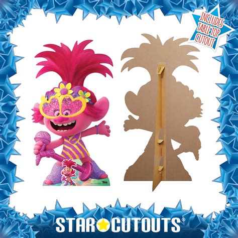 Sc1526 Poppy Large Microphone Singing Trolls World Tour Cardboard Cut Star Cutouts