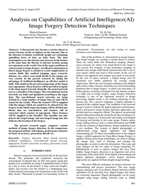 analysis on capabilities of artificial intelligence ai image forgery detection techniques