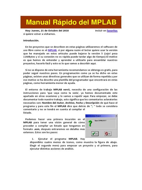 manual rápido del mplab pdf programa de computadora programación