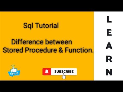 Difference Between Stored Procedure And Function YouTube