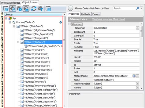 addressing objects in visual basic applications testcomplete documentation
