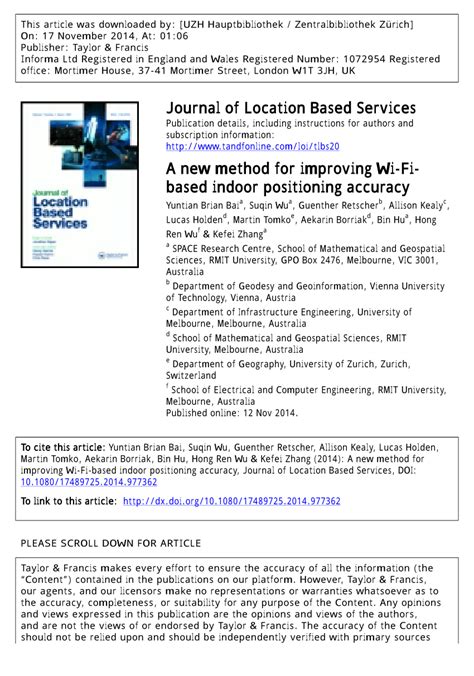 pdf a new method for improving wi fi based indoor positioning accuracy