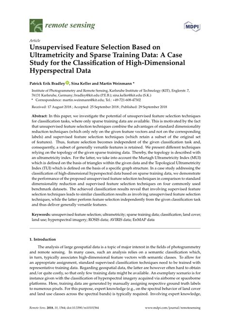 pdf unsupervised feature selection based on ultrametricity and sparse training data a case
