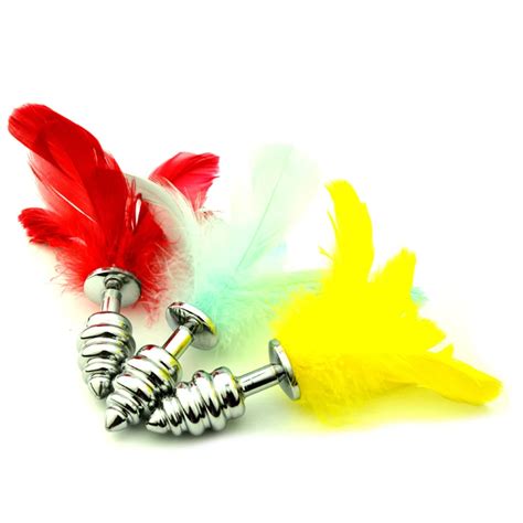 Threaded Metal Feather Tail Anal Plug Anal Sex Toys Tail Anus Butt Plug Female Male Masturbation
