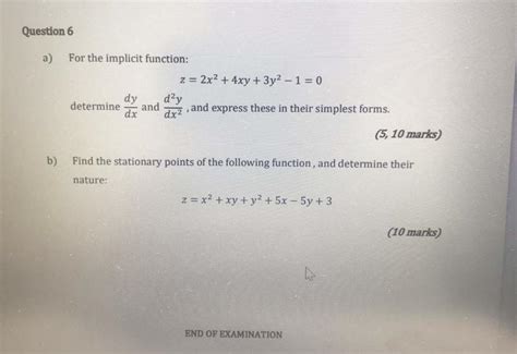 solved question 6 a for the implicit function z 2x2 4xy