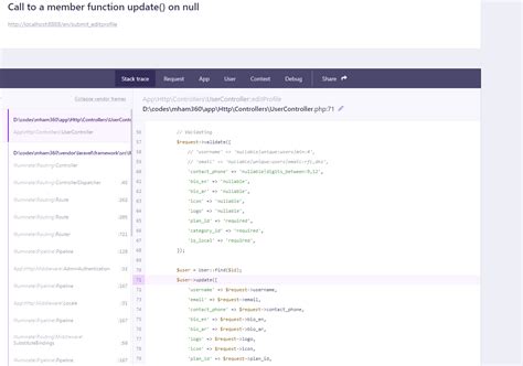 php laravel crud update error call to a member function update on null stack overflow