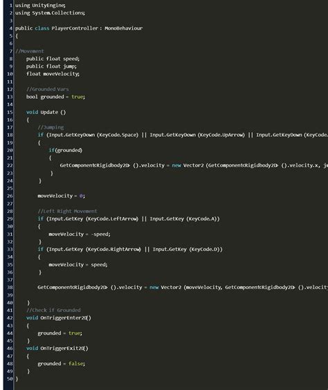 Unity 2D Platformer Movement Script