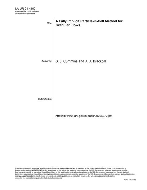 a fully implicit particle in cell method for granular flows page 1 of 5 unt digital library