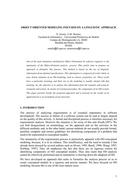 pdf object oriented modeling focused on a linguistic approach