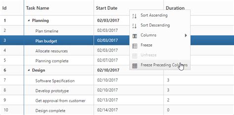 context menu treegrid syncfusion