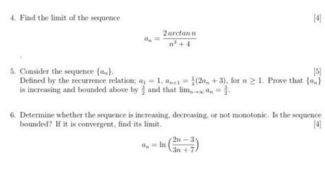 solved 4 find the limit of the sequence [ a {n} frac{2