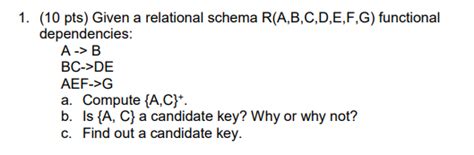 solved 1 10 pts given a relational schema