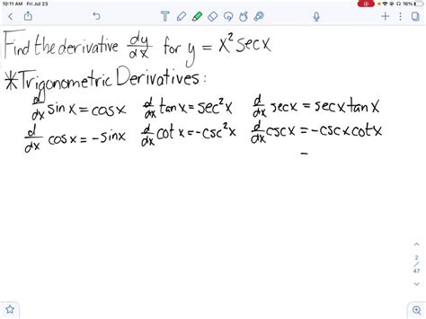 solved differentiate the function y x 2 secx