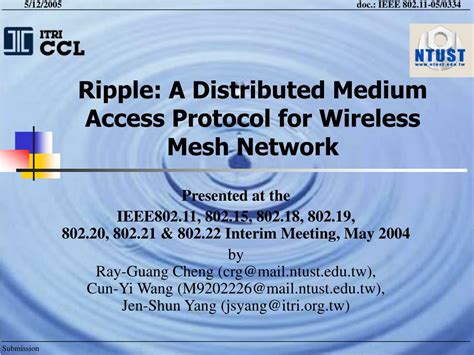ppt ripple a distributed medium access protocol for wireless mesh network powerpoint
