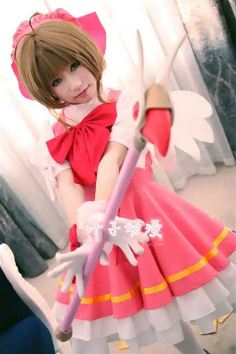 Cardcaptor Sakura Kinomoto Sakura Pink Dress With Hat Cosplay Costume Free Shippingsakura