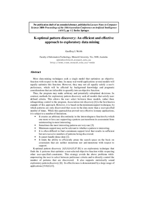 pdf k optimal pattern discovery an efficient and effective approach to exploratory data