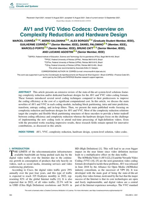 pdf av1 and vvc video codecs overview on complexity reduction and hardware design