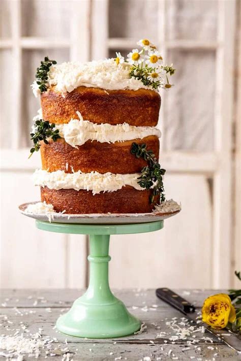 Lemon Coconut Naked Cake With Whipped Vanilla Buttercream Half Baked