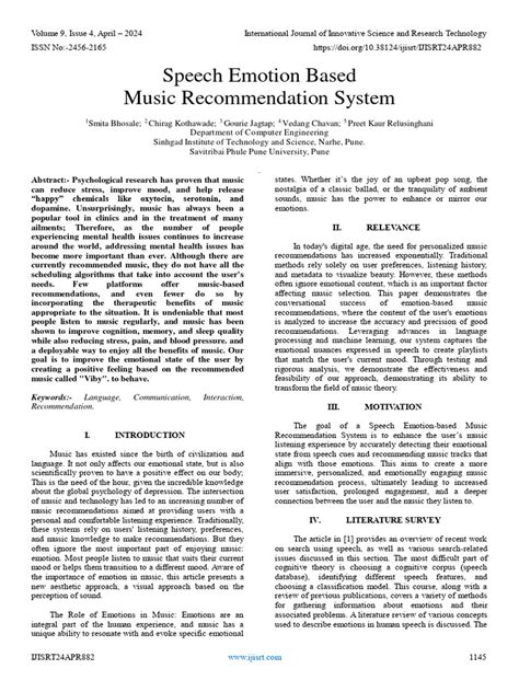 speech emotion based music recommendation system pdf deep learning speech recognition