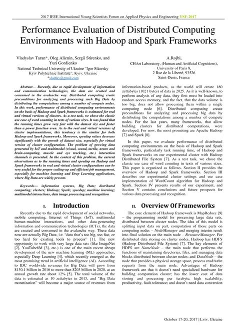 performance evaluation of distributed computing environments with hadoop and spark frameworks