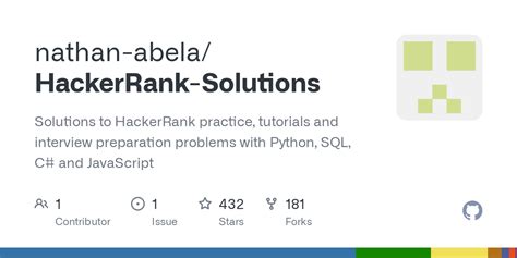 GitHub Nathan Abela HackerRank Solutions Solutions To HackerRank