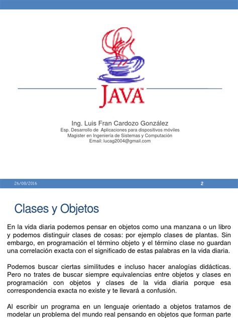 clases y objetos java pdf objeto informática clase programación informática