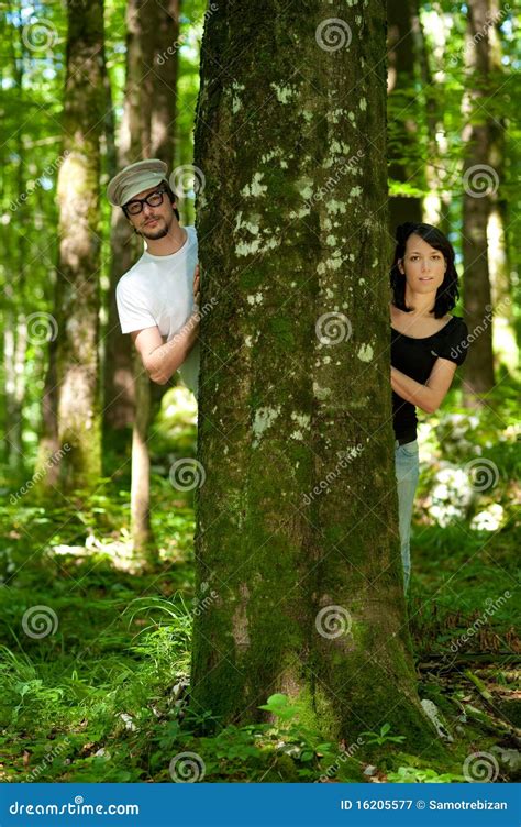 Couple In Forest Stock Image Image Of Threes Natural 16205577