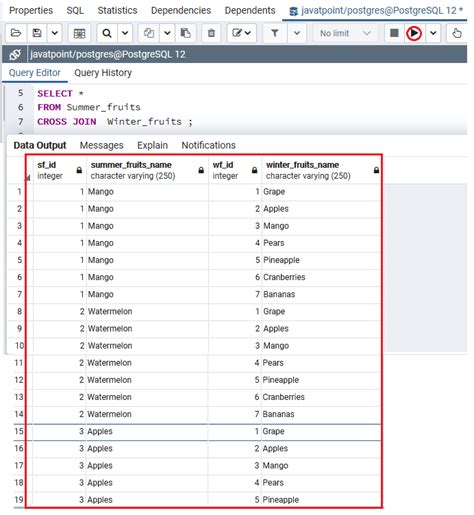 postgresql 交叉连接 postgresql 教程 编程字典