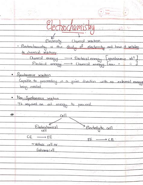 Electrochemistry Class 12 Chemistry Handwritten Notes
