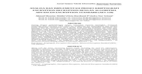 analisa dan implementasi proses kriptografi encryption decryption dengan algoritma aes 128