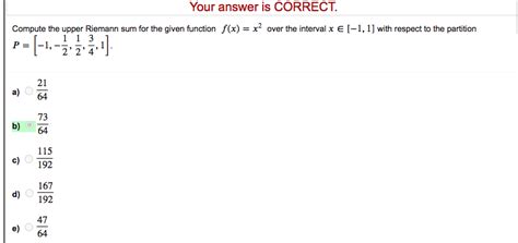 solved compute the upper riemann sum for the given function