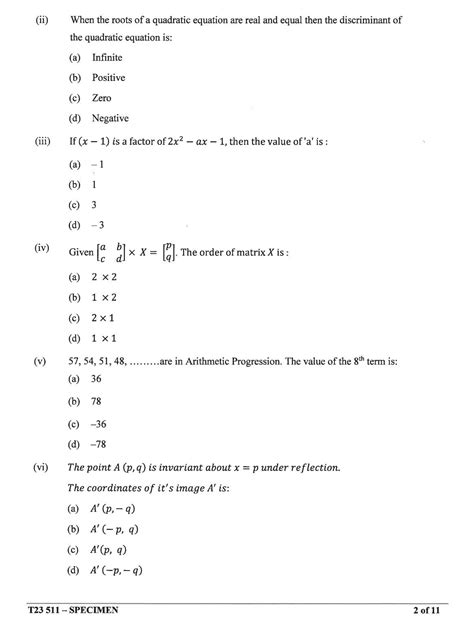 ICSE Maths Specimen Paper 2023 CISCE Class 10 Maths Sample Paper