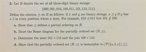 solved let b denote the set of all three digit binary