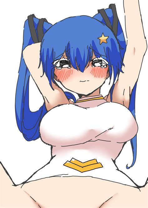 Rule 34 Bedwars Easygg Blue Hair Bottomless Bottomless Female Breasts Easygg Embarrassed
