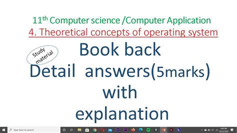 11th computer science chapter 4 detail answer theoretical concepts of operating system youtube