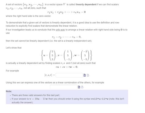 solved a set of vectors {v1 v2 vn} in a vector space v