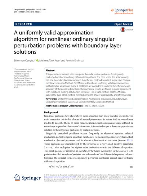 pdf a uniformly valid approximation algorithm for nonlinear ordinary singular perturbation