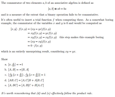 solved the commutator of two elements a b of an associative