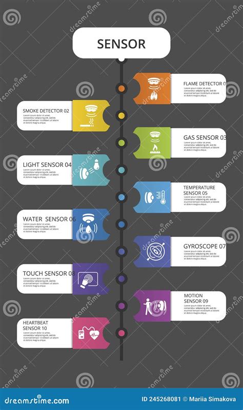 Infographic Sensor Template Icons In Different Colors Include Water
