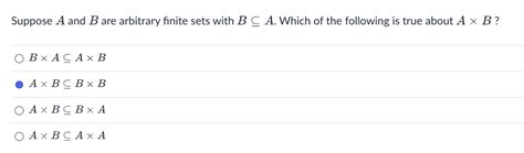 solved suppose a and b are arbitrary finite sets with b⊆a