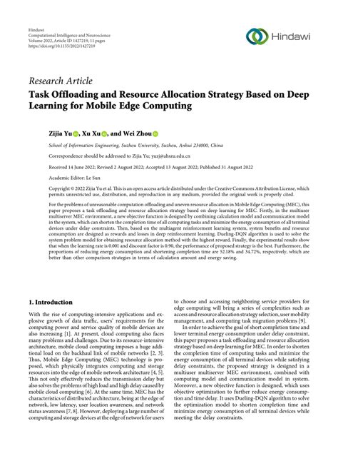 pdf task offloading and resource allocation strategy based on deep learning for mobile edge