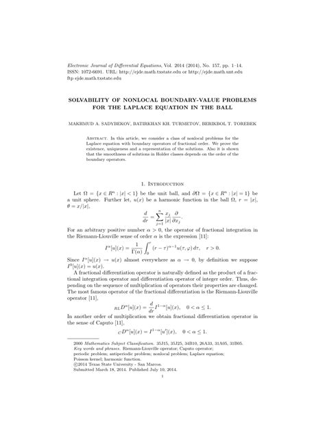 pdf solvability of nonlocal boundary value problems for the laplace equation in the ball
