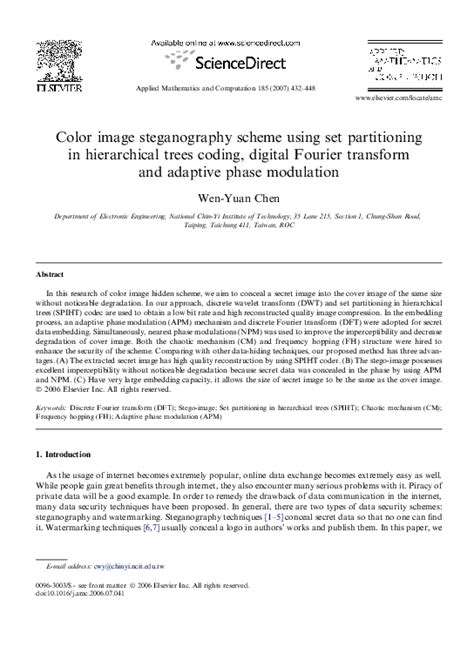 pdf color image steganography scheme using set partitioning in hierarchical trees coding