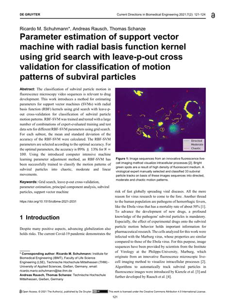 pdf parameter estimation of support vector machine with radial basis function kernel using