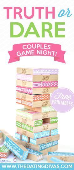 A Stack Of Wooden Blocks With The Text Truth Or Dare Couples Game Night